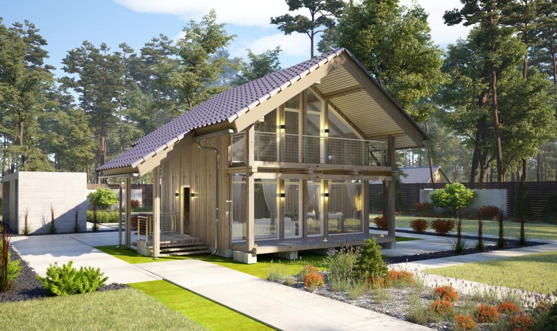 Solid Wood House #CLT-100B (Chalet) Prefab house kit | EcoHouseMart