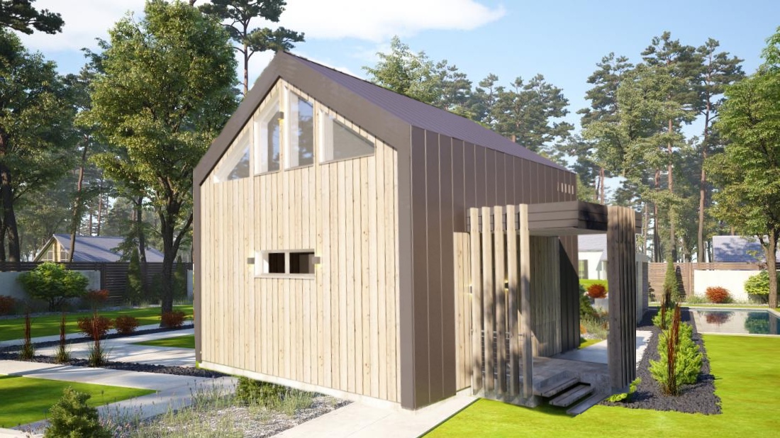 Solid Wood House #CLT-100B (Barn) Prefab | EcoHouseMart