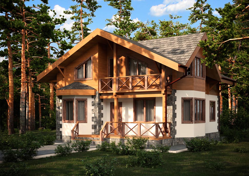 Solid Wood House #СLT-165B (Chalet) Prefab house kit | EcoHouseMart