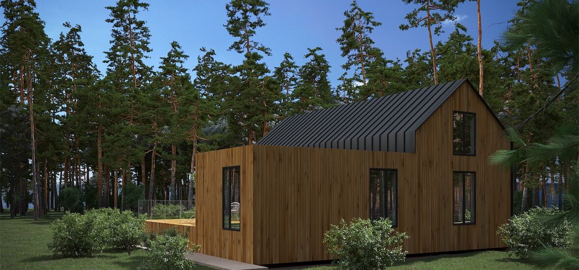 Solid Wood House #CLT-195 (Barn) Prefab house kit | EcoHouseMart