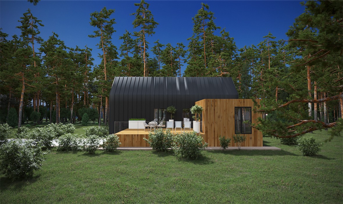 Solid Wood House #CLT-195 (Barn) Prefab house kit | EcoHouseMart